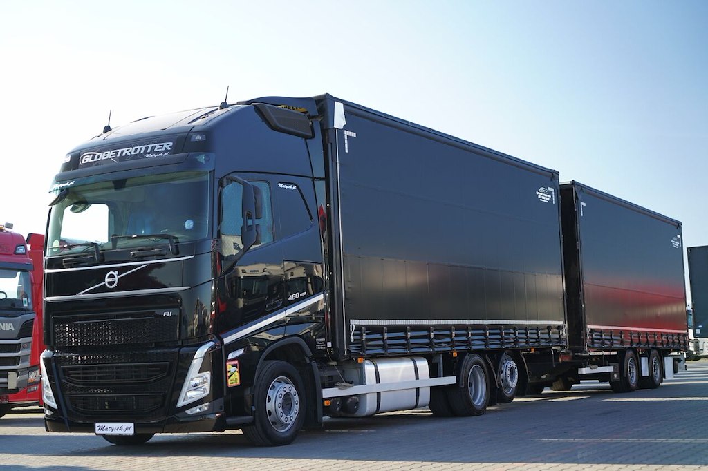 Volvo FH 460 / ZESTAW TANDEM / 120 M3 / PRZEJAZDOWY / I-SAVE / I-PARK kamion sa klizna zavesa cerada + prikolica sa kliznom ceradom