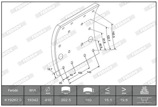 IVECO 1906201,2992002 kočna obloga za IVECO EUROTRAKKER,EUROSTAR kamiona