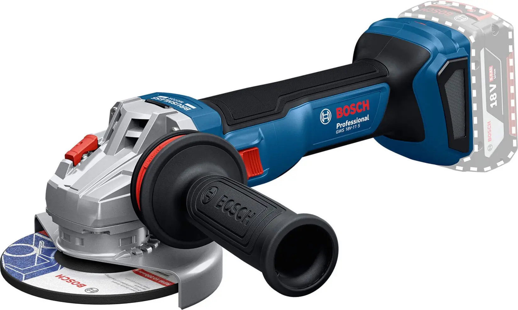 Bosch Akumulatorska ugaona brusilica GWS 18V-11 S Solo, 125 mm, bez baterije i punjača 06019N4000