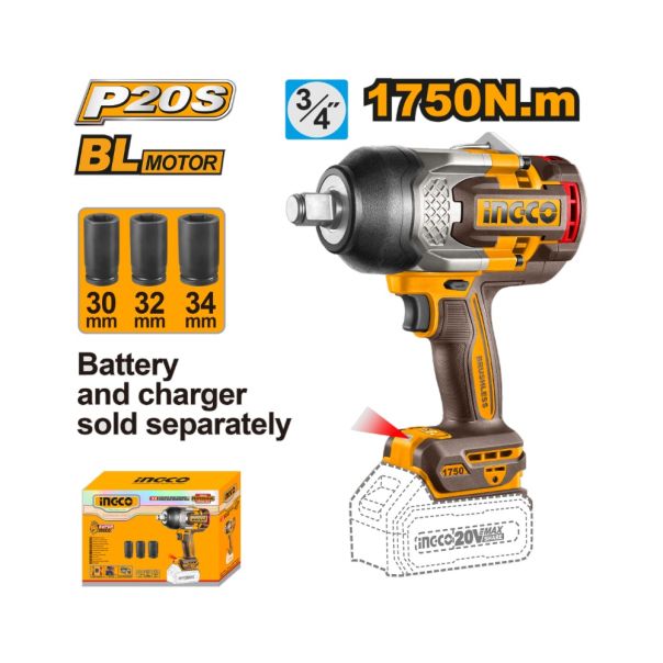 Akumulatorski udarni odvijač CIWLI201751 3/4″ 1750Nm Solo SUPER INGCO