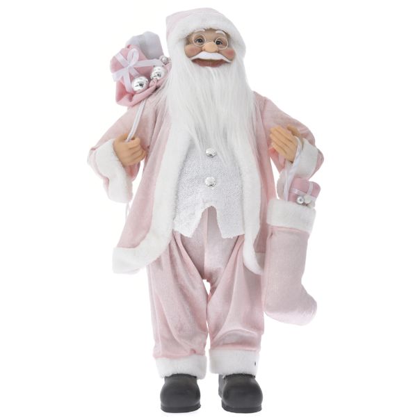 ENA Novogodišnja figura Deda Mraz 60cm, roze