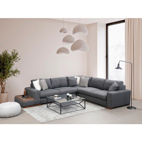 ATELIER DEL SOFA Ugaona garnitura sa stočićem Loop 6, antracit