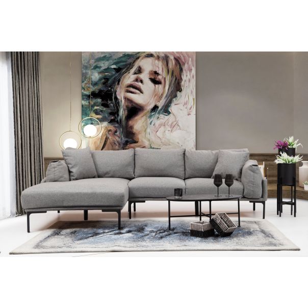 ATELIER DEL SOFA Ugaona garnitura Leo, leva, siva