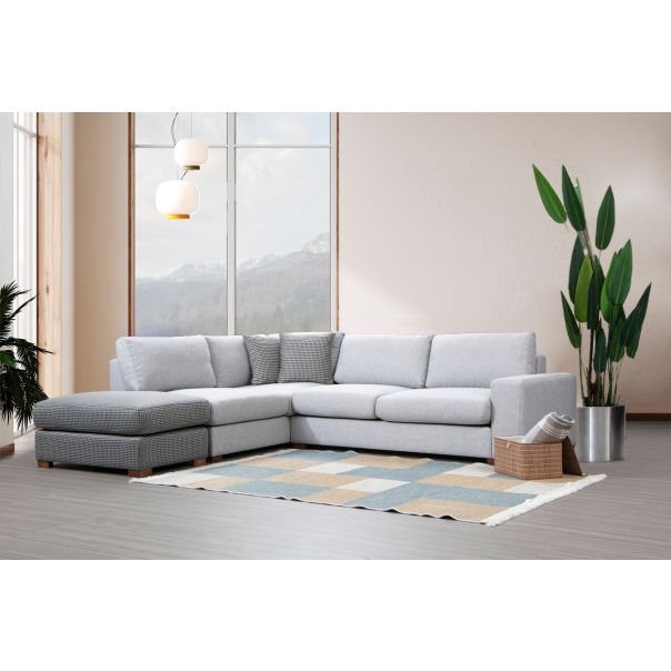 ATELIER DEL SOFA Ugaona garnitura sa tabureom Loop 1, leva, svetlo siva