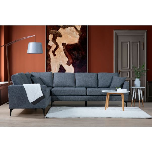 ATELIER DEL SOFA Ugaona garnitura Tempo 3+3R, leva, tamno siva