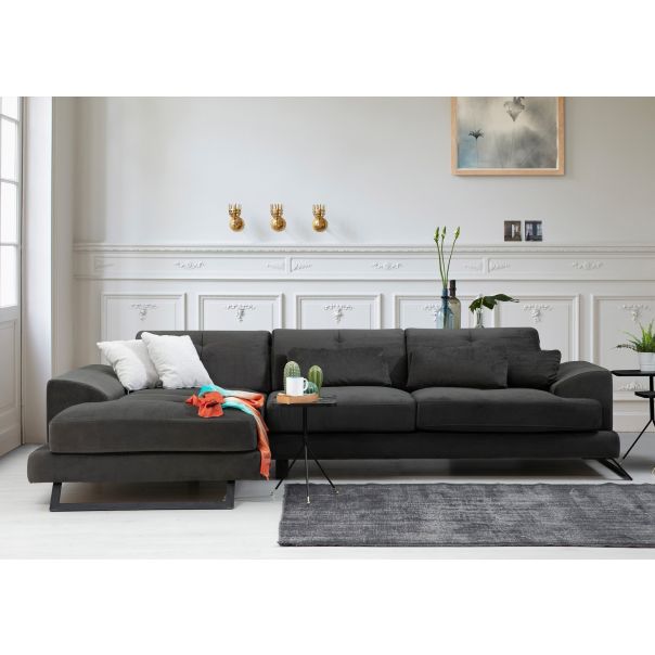 ATELIER DEL SOFA Ugaona garnitura Frido Chl+3R, leva, antracit