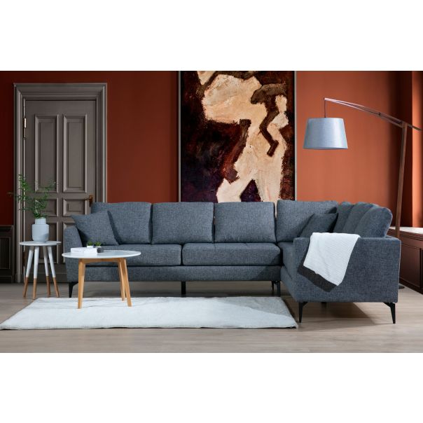 ATELIER DEL SOFA Ugaona garnitura Tempo L3+3, desna, siva