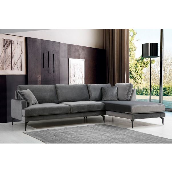 ATELIER DEL SOFA Ugaona garnitura Papira L3+Chl, desna, antracit