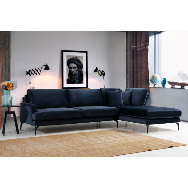 ATELIER DEL SOFA Ugaona garnitura Papira L3+Chl, desna, tamno plava
