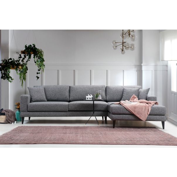 ATELIER DEL SOFA Ugaona garnitura Nordic L3+Chl, desna, siva
