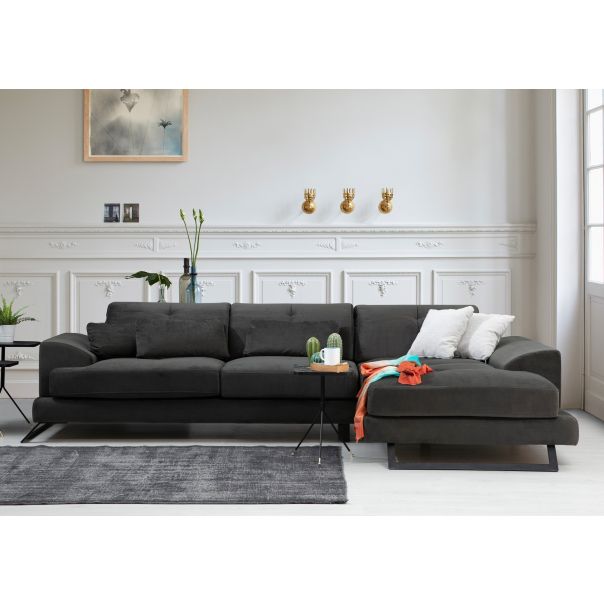 ATELIER DEL SOFA Ugaona garnitura Frido L3+Chl, desna, antracit
