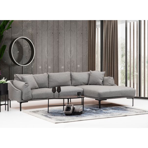 ATELIER DEL SOFA Ugaona garnitura Leo, desna, siva