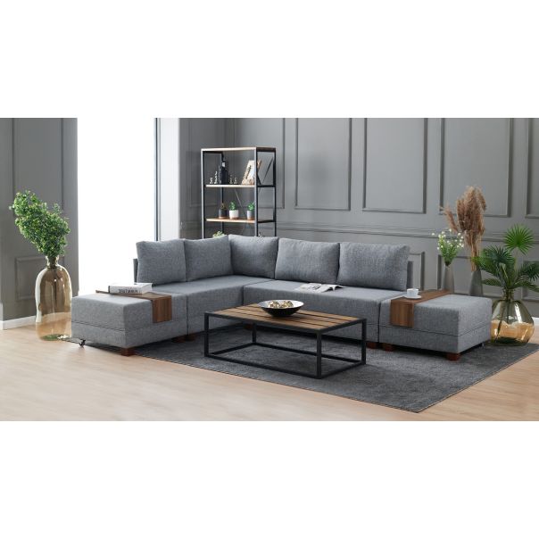 ATELIER DEL SOFA Ugaona garnitura Fly, leva, siva