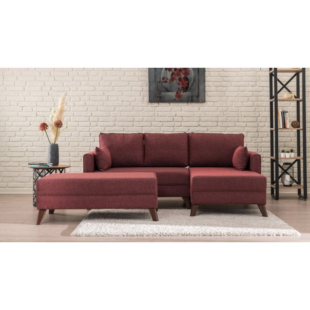 ATELIER DEL SOFA Ugaona garnitura sa tabureom Bella, desna, crvena