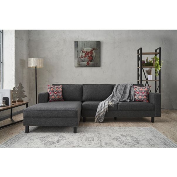 ATELIER DEL SOFA Ugaona garnitura Kale Linen, leva, antracit