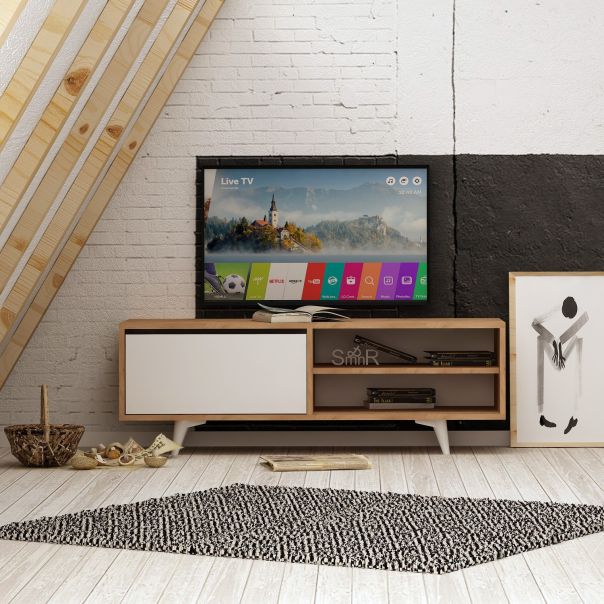 HANAH HOME TV komoda Maku, braon/bela