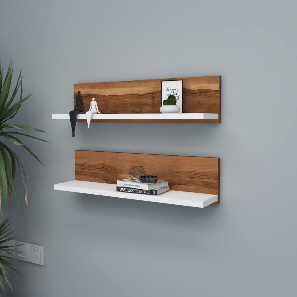 HANAH HOME Zidna polica Shelf, braon/bela