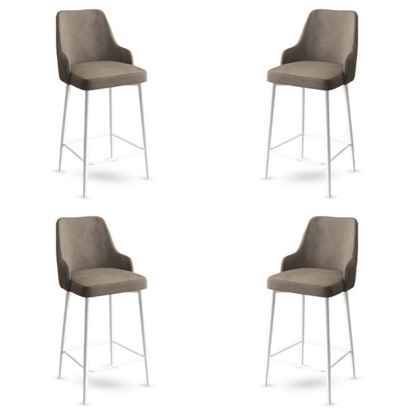 HANAH HOME Set barskih stolica Enox 4/1, kapućino/bela