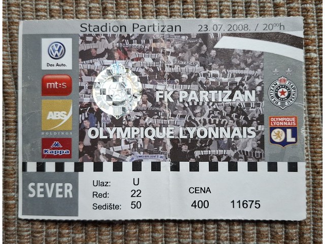 Partizan - Olimpik Lion 23.07.2008. Ulaznica