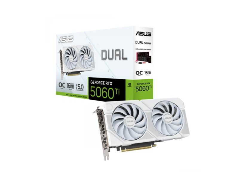 ASUS DUAL GEFORCE RTX™ 5060 TI 16GB GDDR7 WHITE OC EDITION DUAL-RTX5060TI-O16G-WHITE