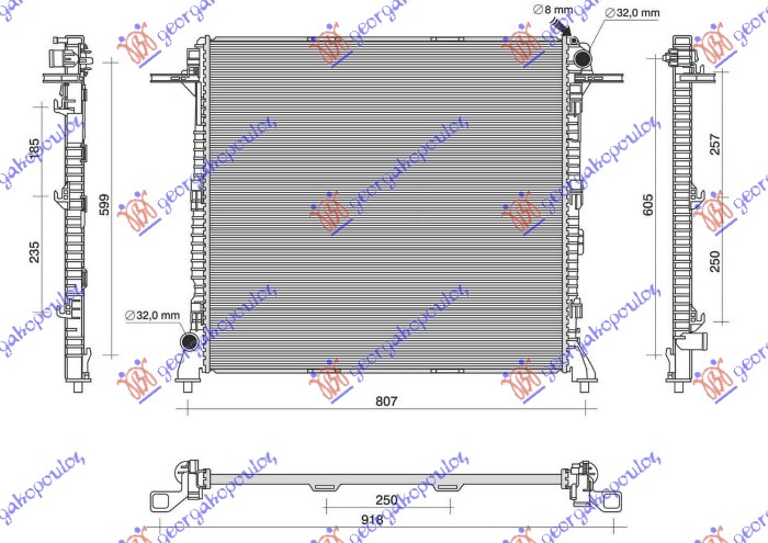 HLADNJAK MOTORA 2.0 TDI DIZEL (MANUELNI/AUTOMATSKI) (718×665) (HELLA) VW CRAFTER (2017-) (OEM: 2N0121253A, A6395010701)