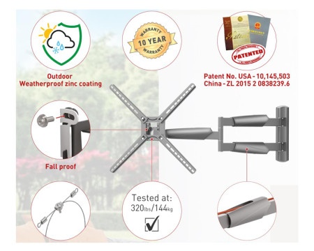 Barkan BM343XLOD LCD TV zglobni zidni nosač do 65 inča sivi