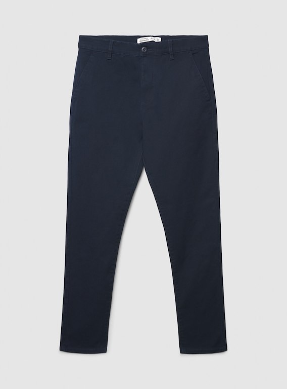Uske jednobojne chino pantalone Plava navy