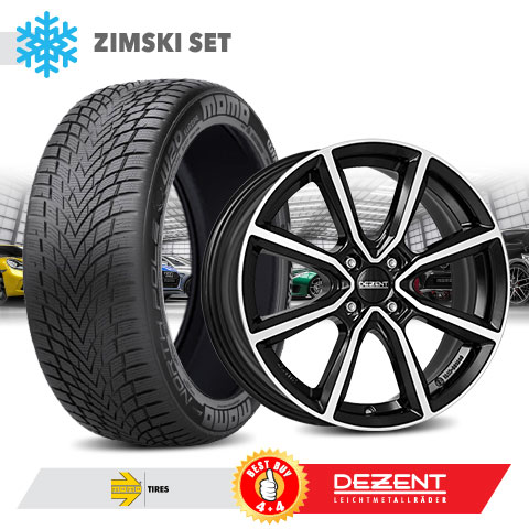 195/55 R16 SET Z MOMO + DEZENT TN BLK POL 4/100