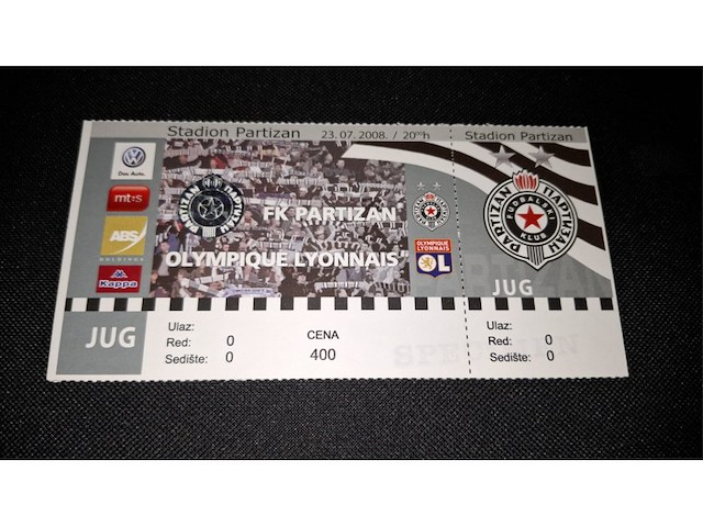 Partizan - Olimpik Lion 23.07.2008. Ulaznica #2