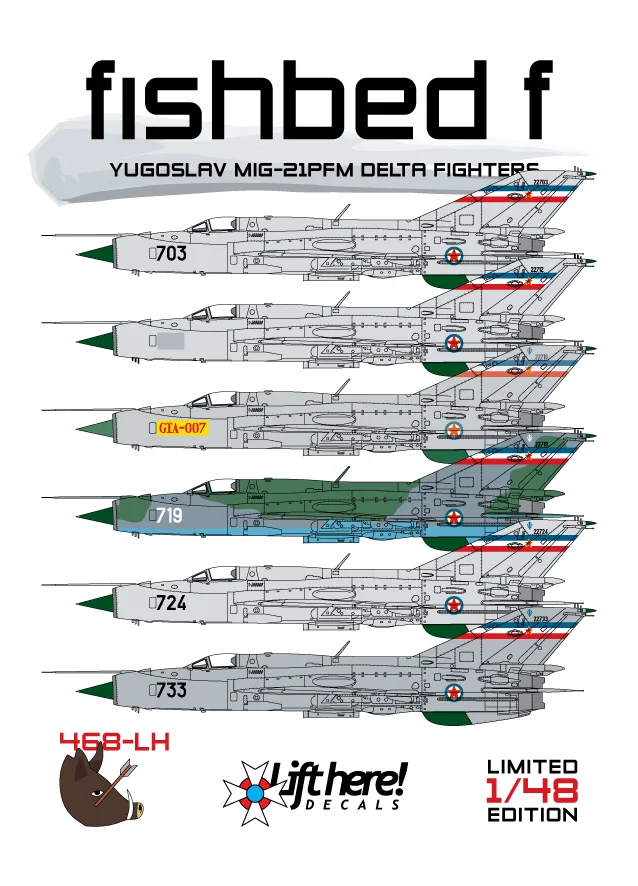 LIFT HERE! 468-LH Fishbed F, Yugoslav MiG-21PFM Delta Fighters in 1/48