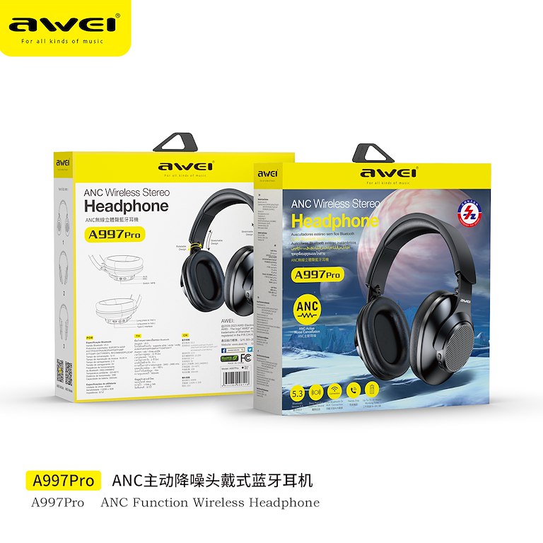 Awei Bluetooth Slušalice Over-Ear A997 Pro, crne
