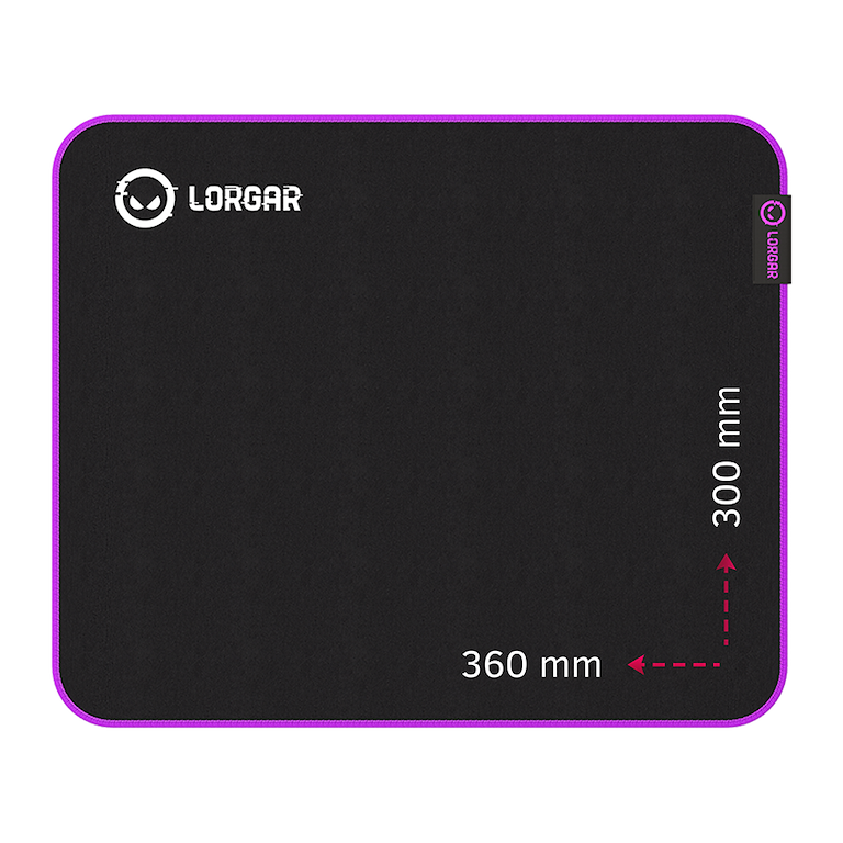 Lorgar Main 313, Gaming mouse pad, High-speed surface, Purple anti-slip rubber base, size: 360mm x 300mm x 3mm, weight 0.195kg