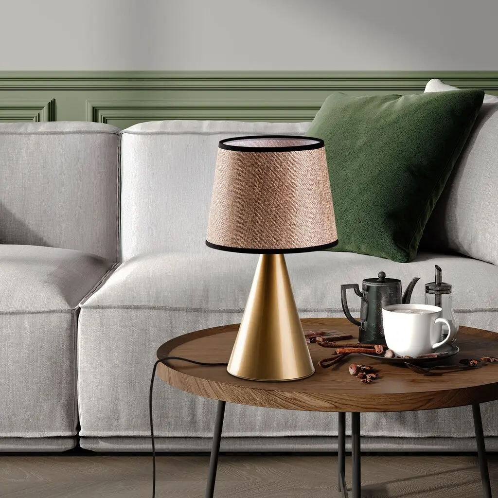 Opviq Stona lampa Kona-15486, Zlatno-bež