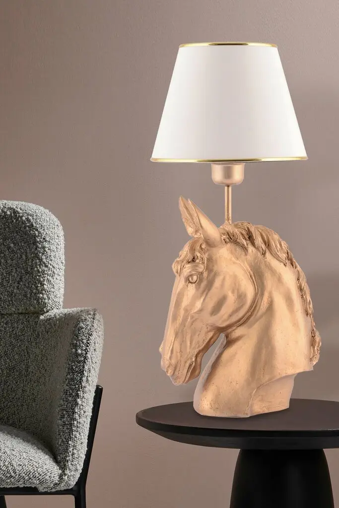 Opviq Horse White Gold Stona lampa, Zlatno-Bela
