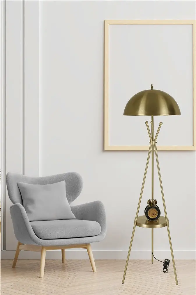 Opviq Podna lampa Venedik Retro, 165 cm, E27, Zlatne boje