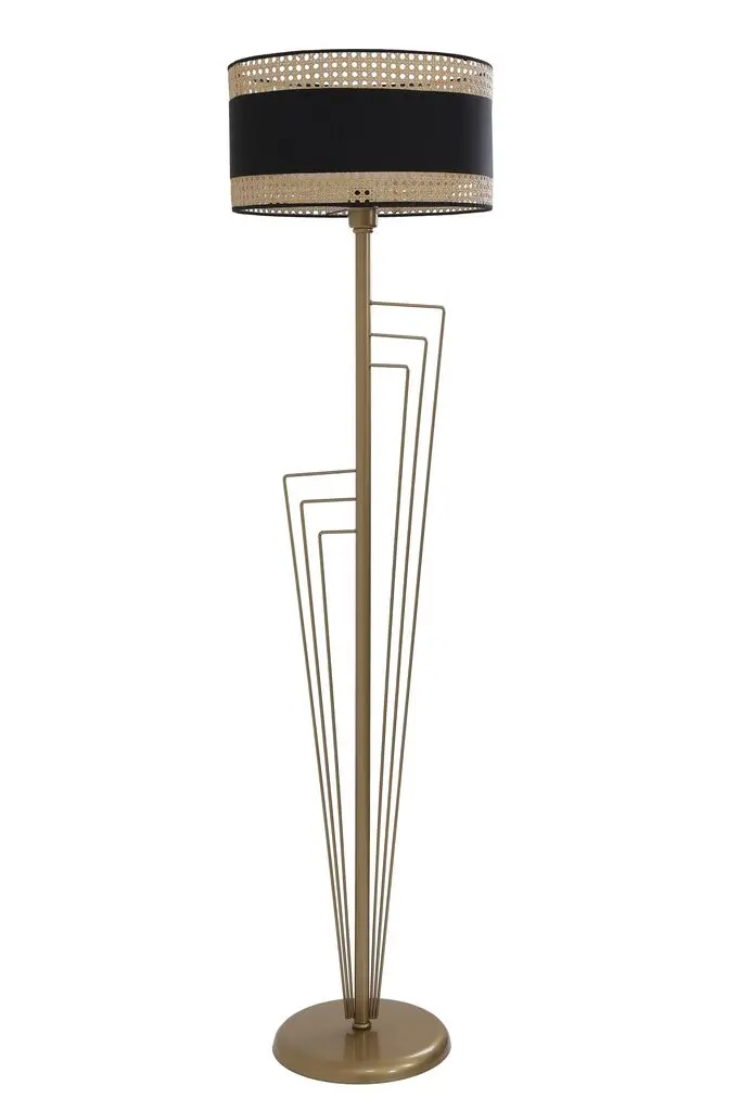 Opviq Podna lampa Kelebek 03 Rattan, 165 cm, E27, Zlatne boje