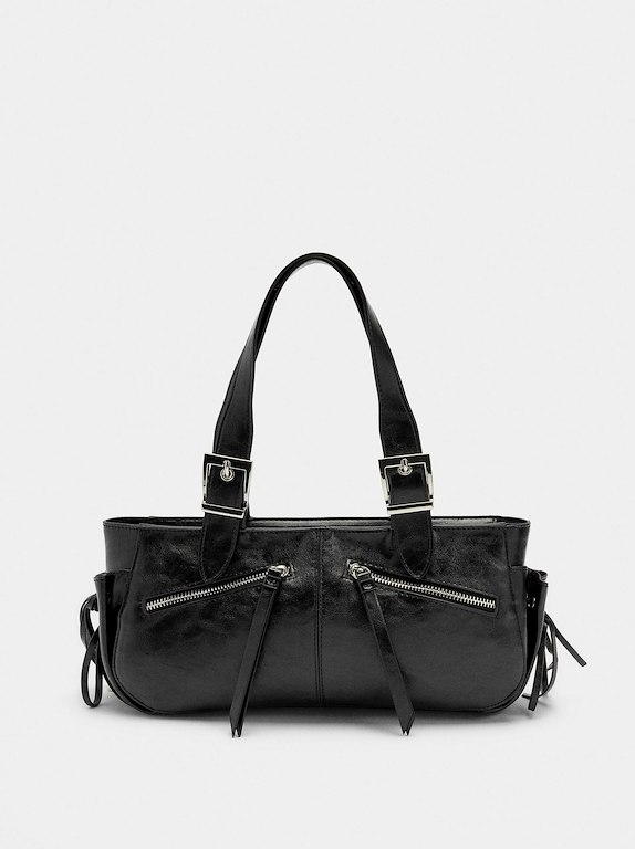 CRACKED-EFFECT SHOULDER BAG
