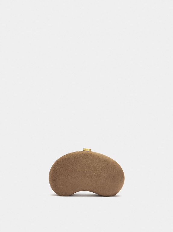 OVAL PARTY CLUTCH WITH LEATHER EFFECT