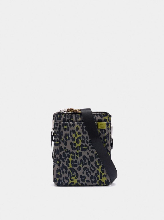 NYLON CROSSBODY BAG WITH LEOPARD PRINT