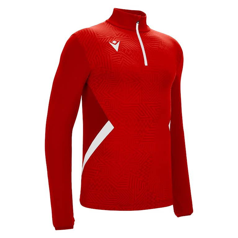 FRASER 1/4 ZIP TOP RED/WHT,M
