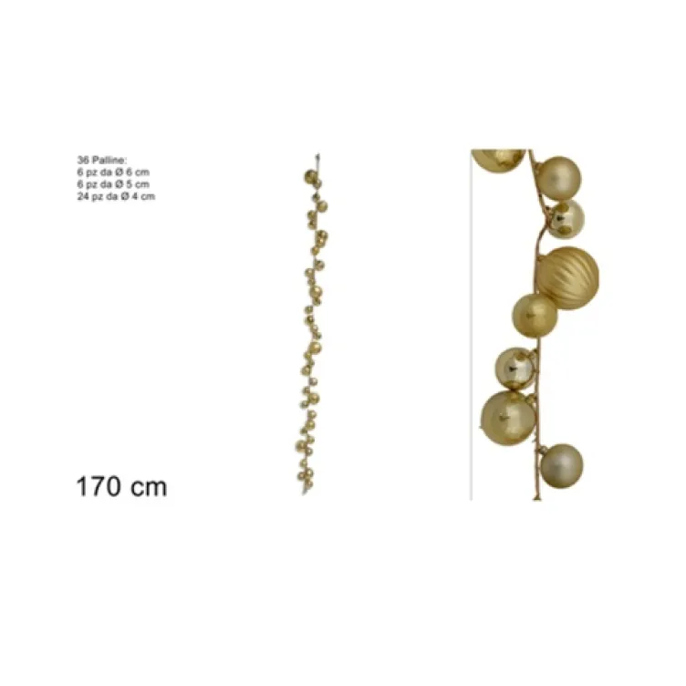 Novogodišnja girlanda kugle zlatne / crvene 36/1