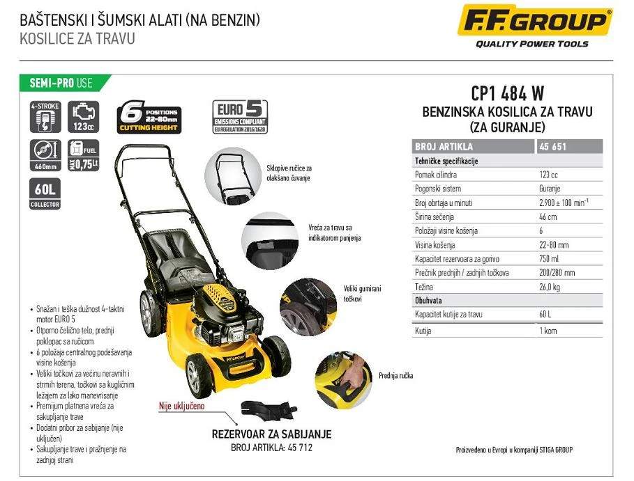 FF Kosilica benzinska cp1 484w 46cm/123cc