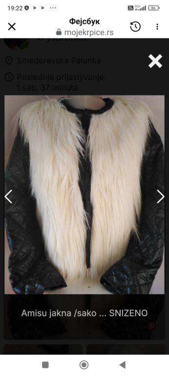 SNIŽENO!!Jaknica /sako sa vestackim krznom. Naznacena vel.40. Ramena