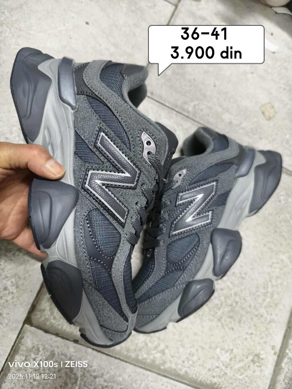 Patike New Balance stil, dostupne u više boja: tamnosiva, bež, braon i
