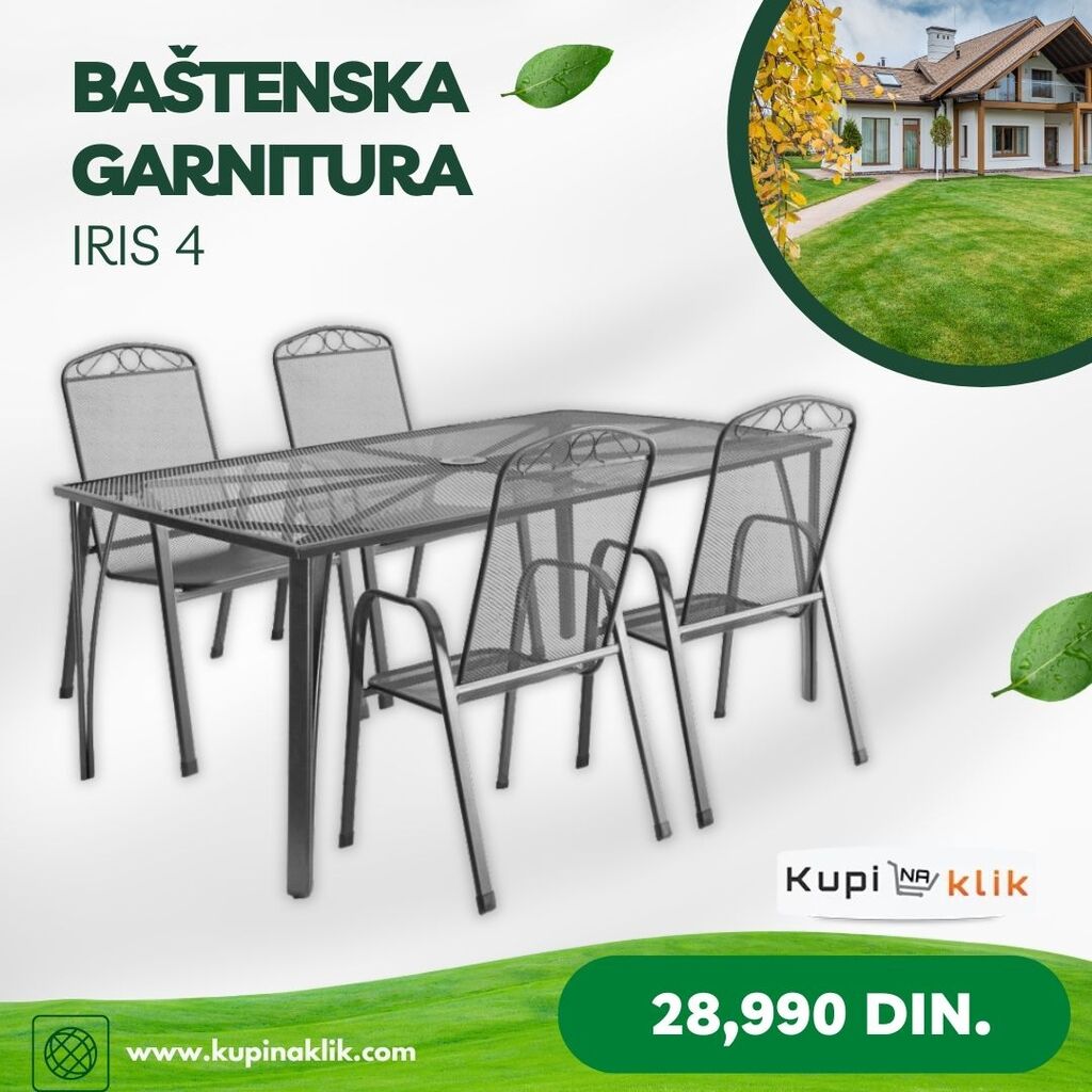 Baštenska garnitura IRIS – metalni set sa mrežastim dizajnom, idealan