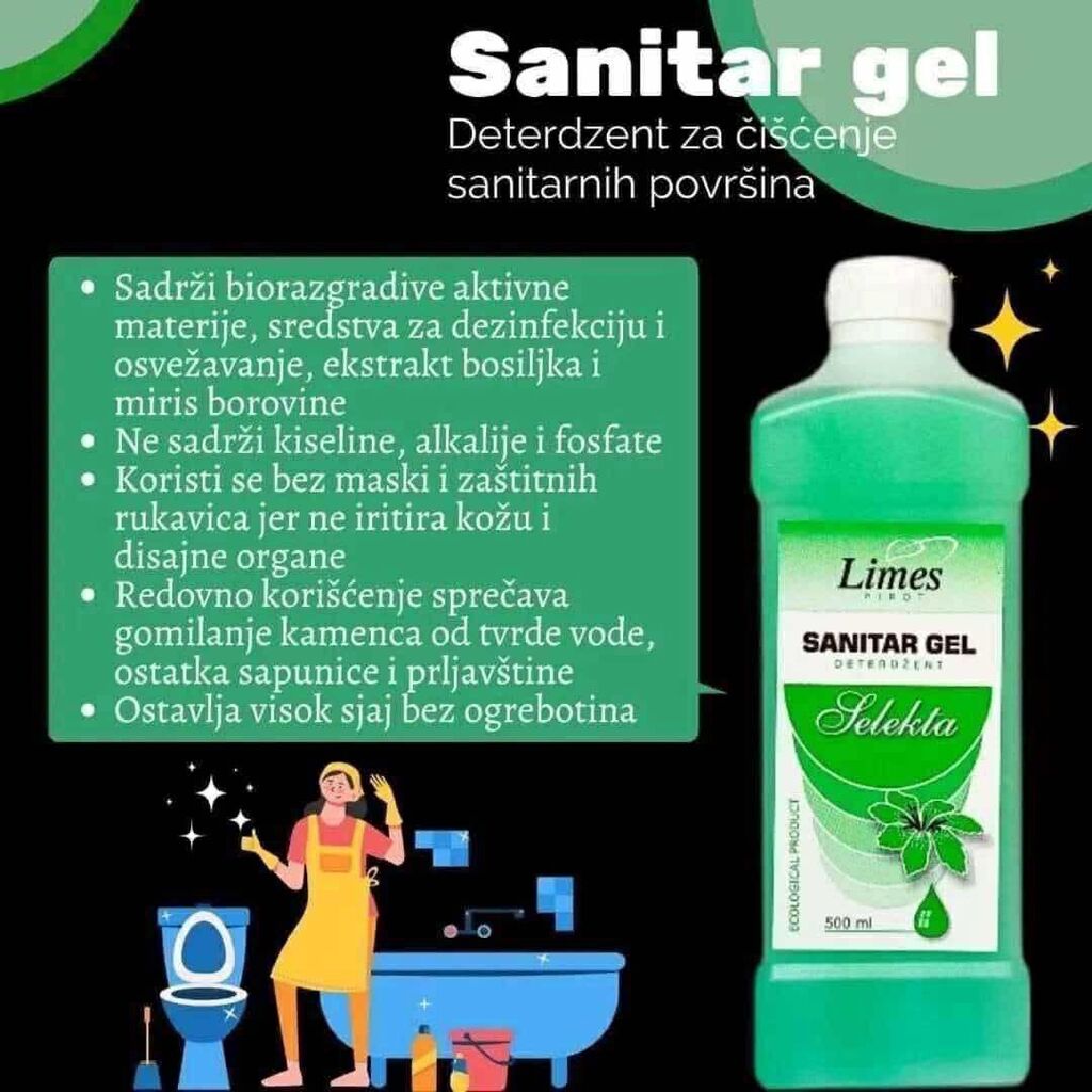 Sanitar gel – deterdžent za čišćenje sanitarnih površina. - Brend