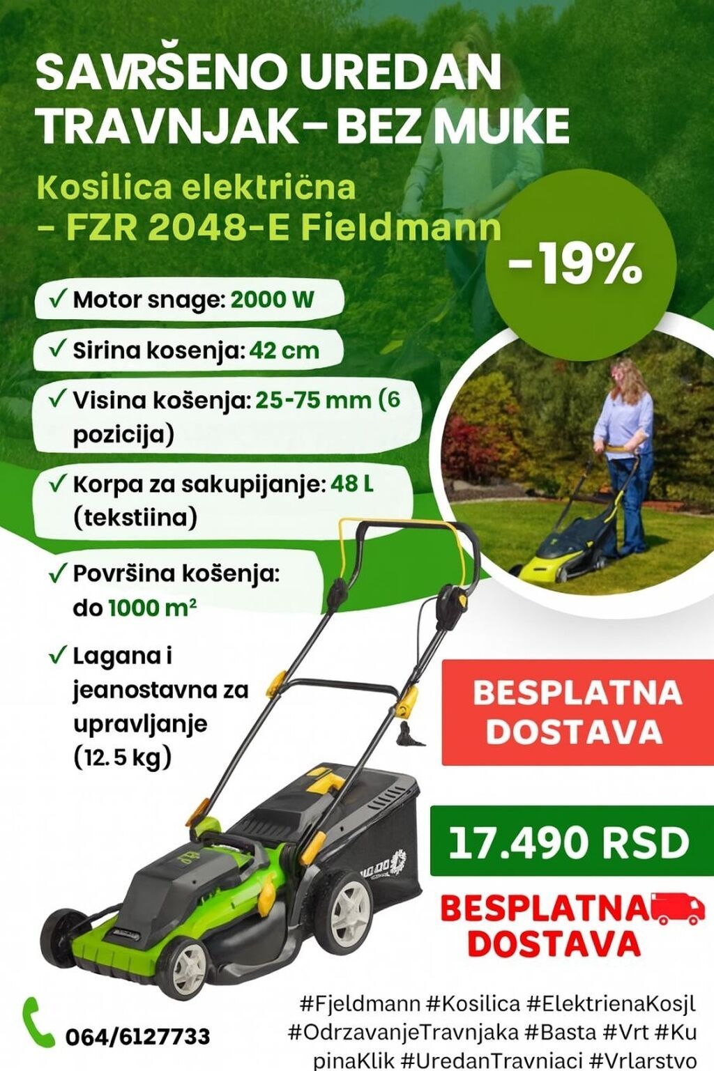 Fieldmann kosilice – izbor za uredan travnjak 1) Električna kosilica