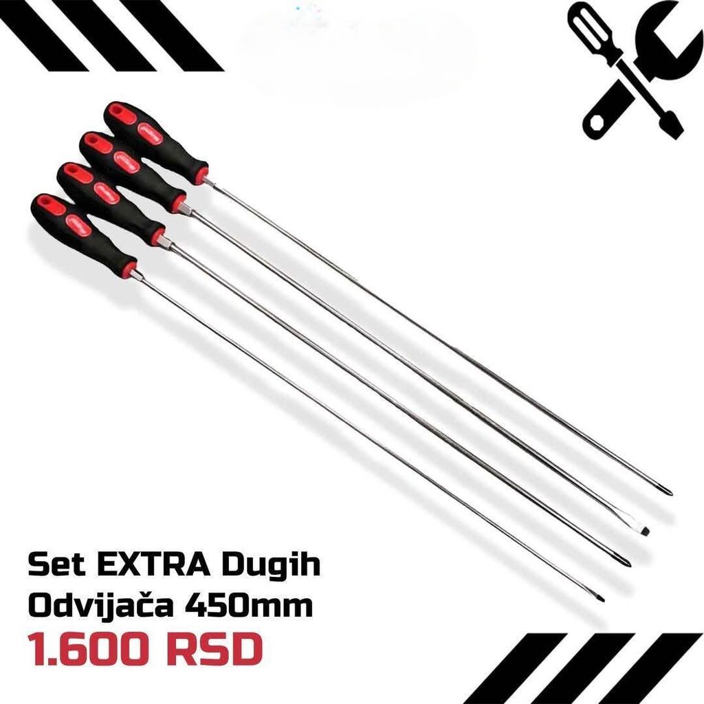 Set EXTRA dugih odvijača – dužina 450 mm - Komplet od 4 komada -