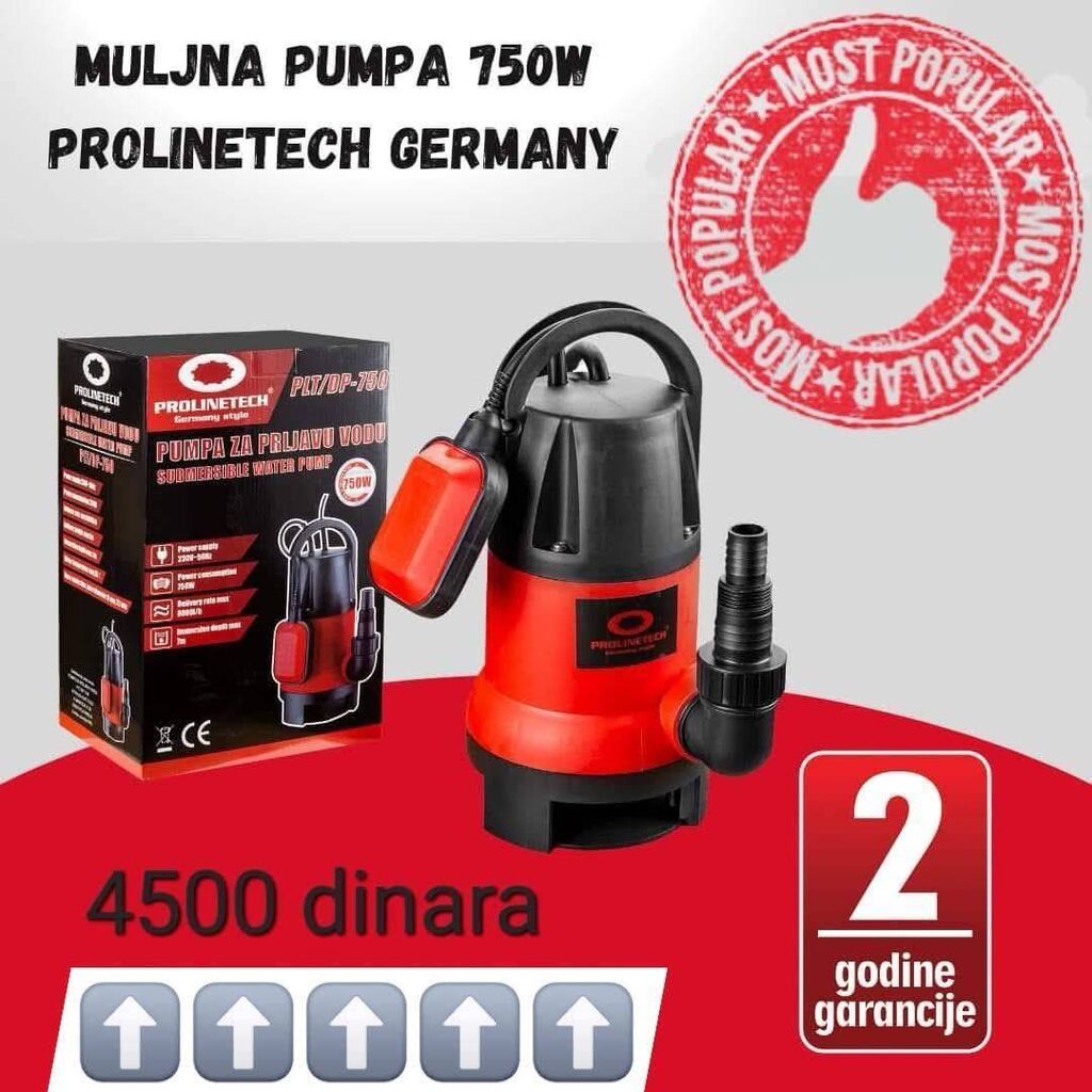 Muljna potopna pumpa PROLINETECH Germany – 750W - Namenjena za
