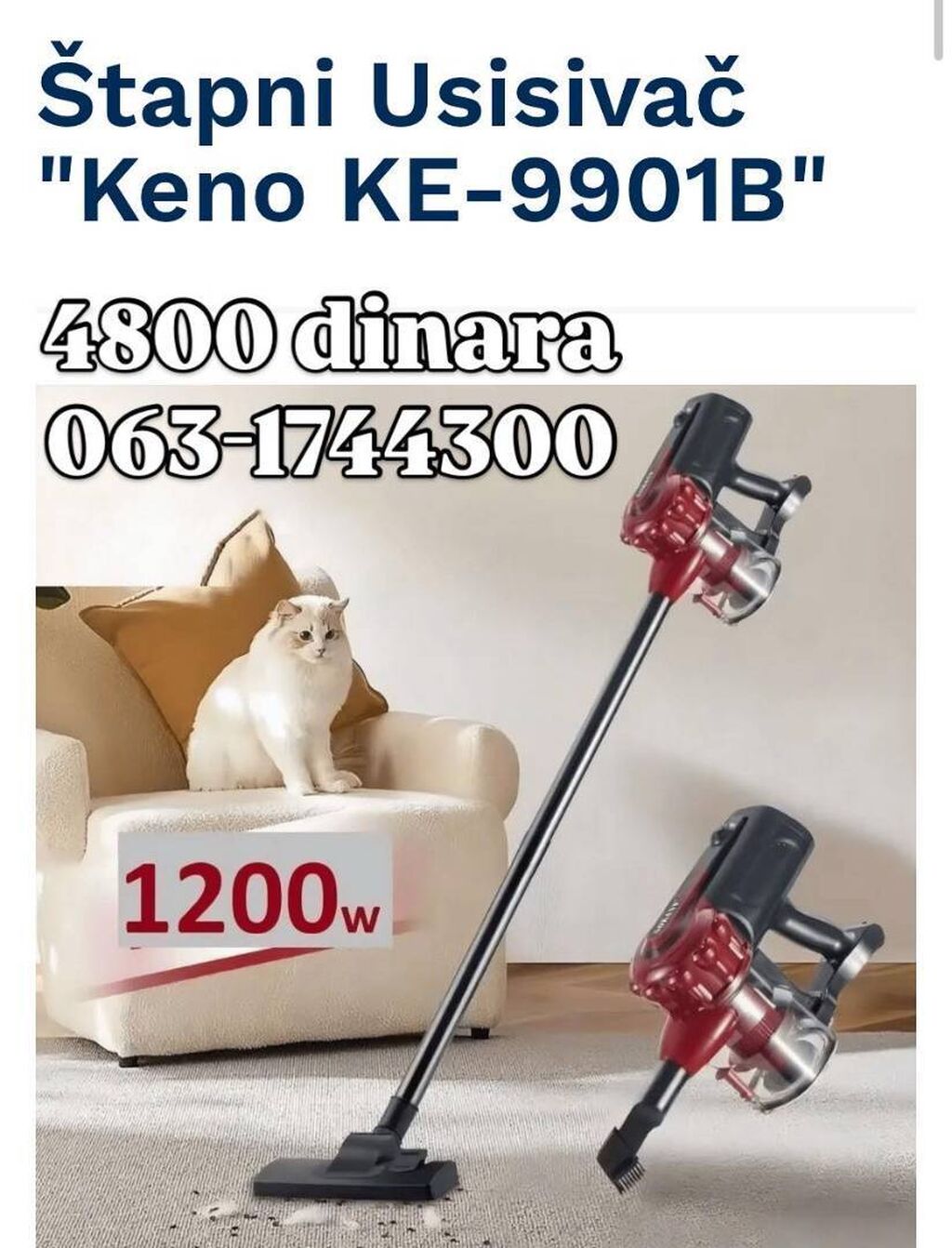 Štapni usisivač Keno KE-9901B - Snaga: 1200 W – snažno usisavanje za